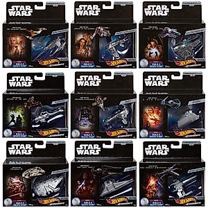 Hot Wheels Star Wars Commemorative Series Silver Full Set of 9 Vehicles Millennium Falcon Starship