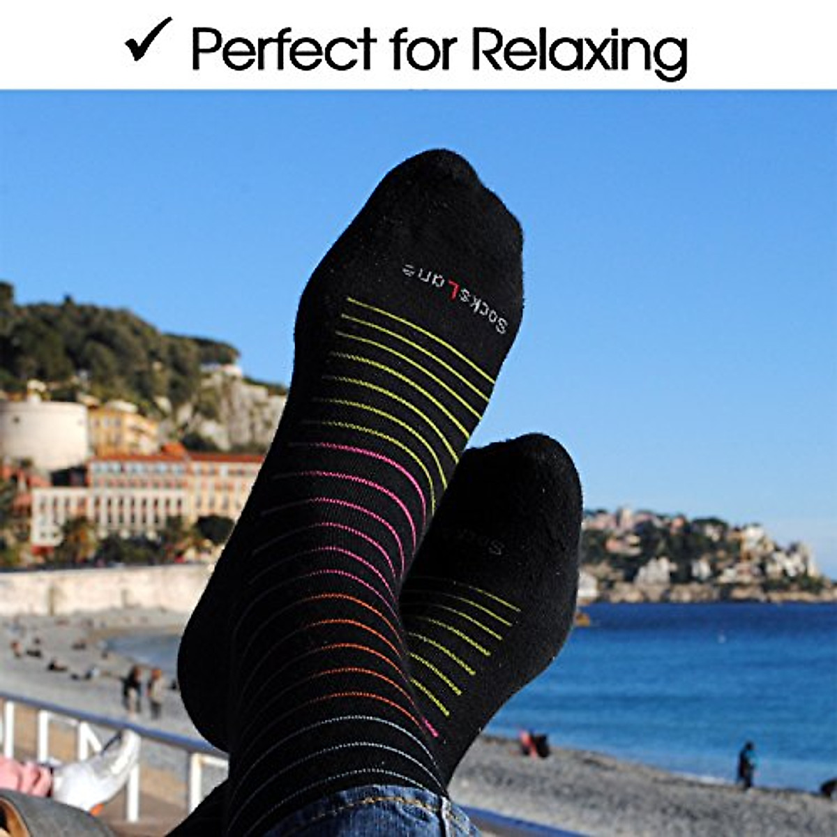 SocksLane Cotton Compression Socks for Women & Men. 15-20 mmHg Support Knee-High Navy Blue X/L