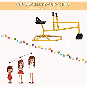 GLACER Sandbox Digger, 360° Rotation Kid Excavator Toy Crane with Base, Steel Outdoor Play Digging Toys for Sand, Dirt, Snow, Beach, Ride on Sand Digger for Kids…