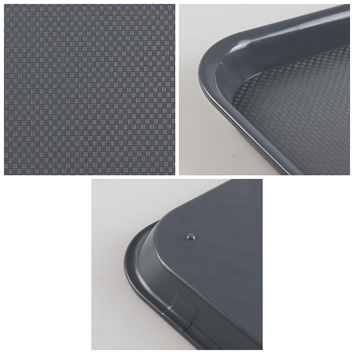 Easymanie Plastic Serving Trays, Grey Food Service Trays, 6 Packs