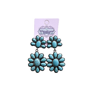 Turquoise Bohemian Medium Metal Fashion Flower Earring No.247