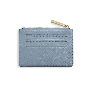 KATIE LOXTON Wave Print on Metallic Blue Womens Small Vegan Leather Zippered Card Holder Wallet