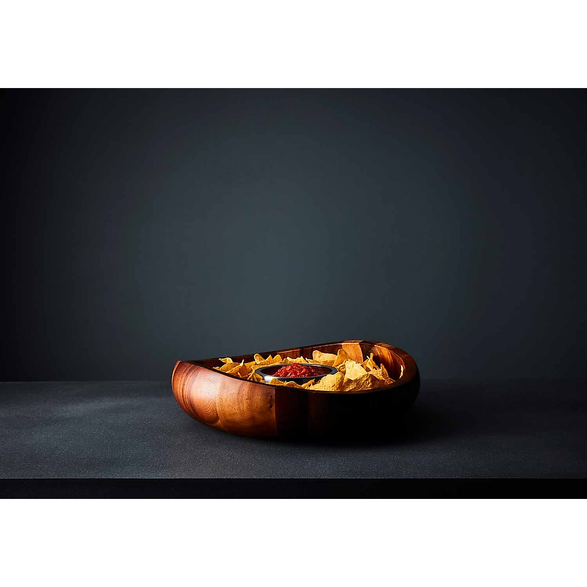 Nambè Butterfly 2-Piece Chip and Dip Set, Silver/Wood, Medium