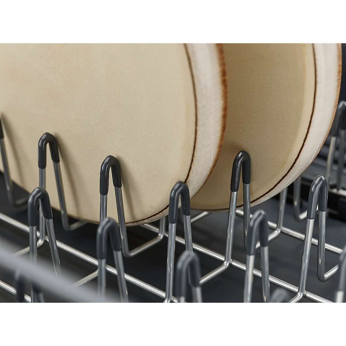 Joseph Joseph Stainless-Steel Extendable Dual Part Dish Rack Non-Scratch and Movable Cutlery Drainer and Drainage Spout, One-size, Gray