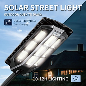 LAMPTEC Solar Street Light 4000W 150000lm Outdoor Lighting IP65 Waterproof with Remote Control, Brightness Control for Barn,Yard, Garden, Basketball Court, Driveway