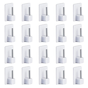 LIHAO 20 PCS Self-Adhesive Plastic Hooks for Curtain Rods