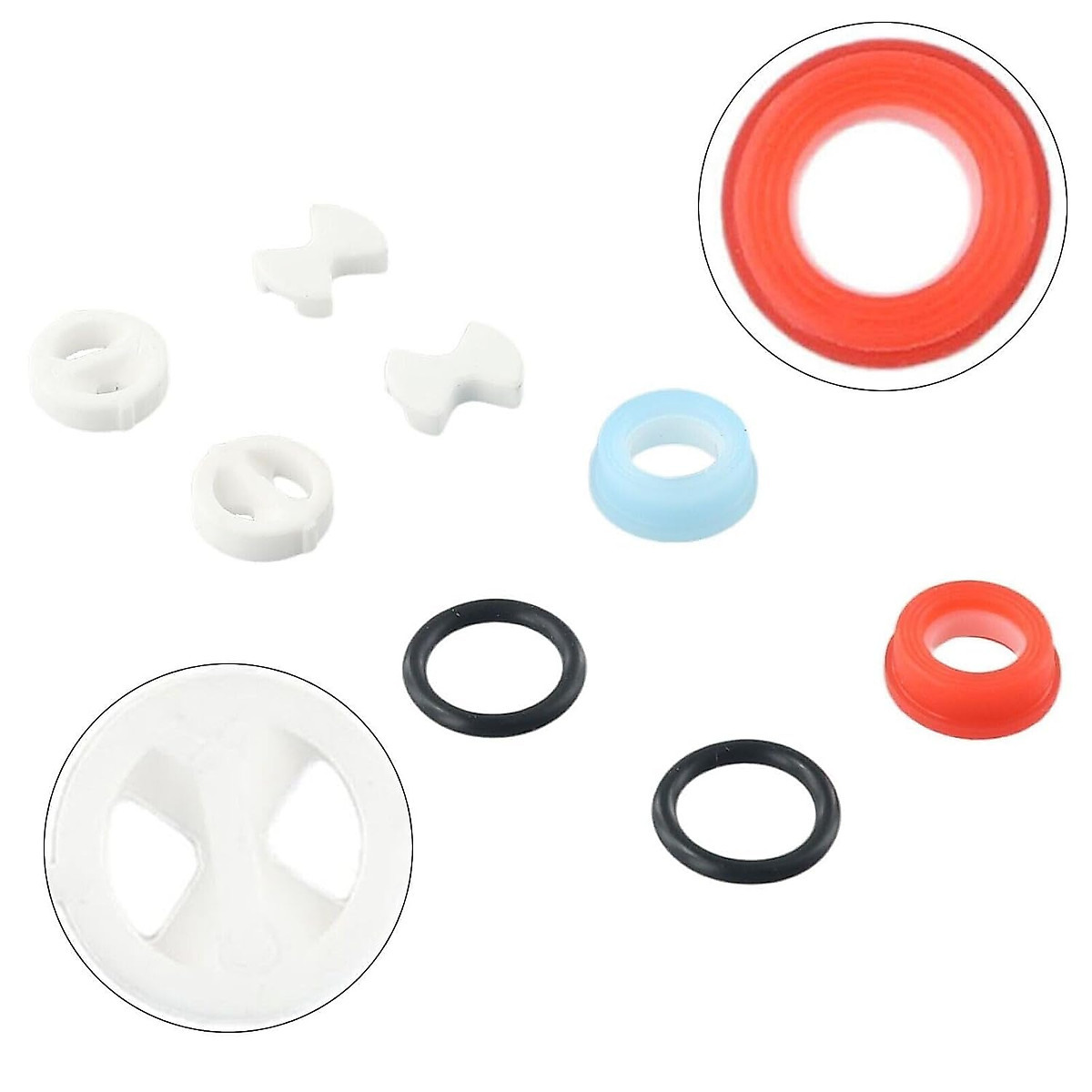 8 Pcs Faucet Washers Ceramic Disc Cartridges Silicon Washer Insert Turn Replacement for Valve Tap Faucet Parts Home Improvement Tools