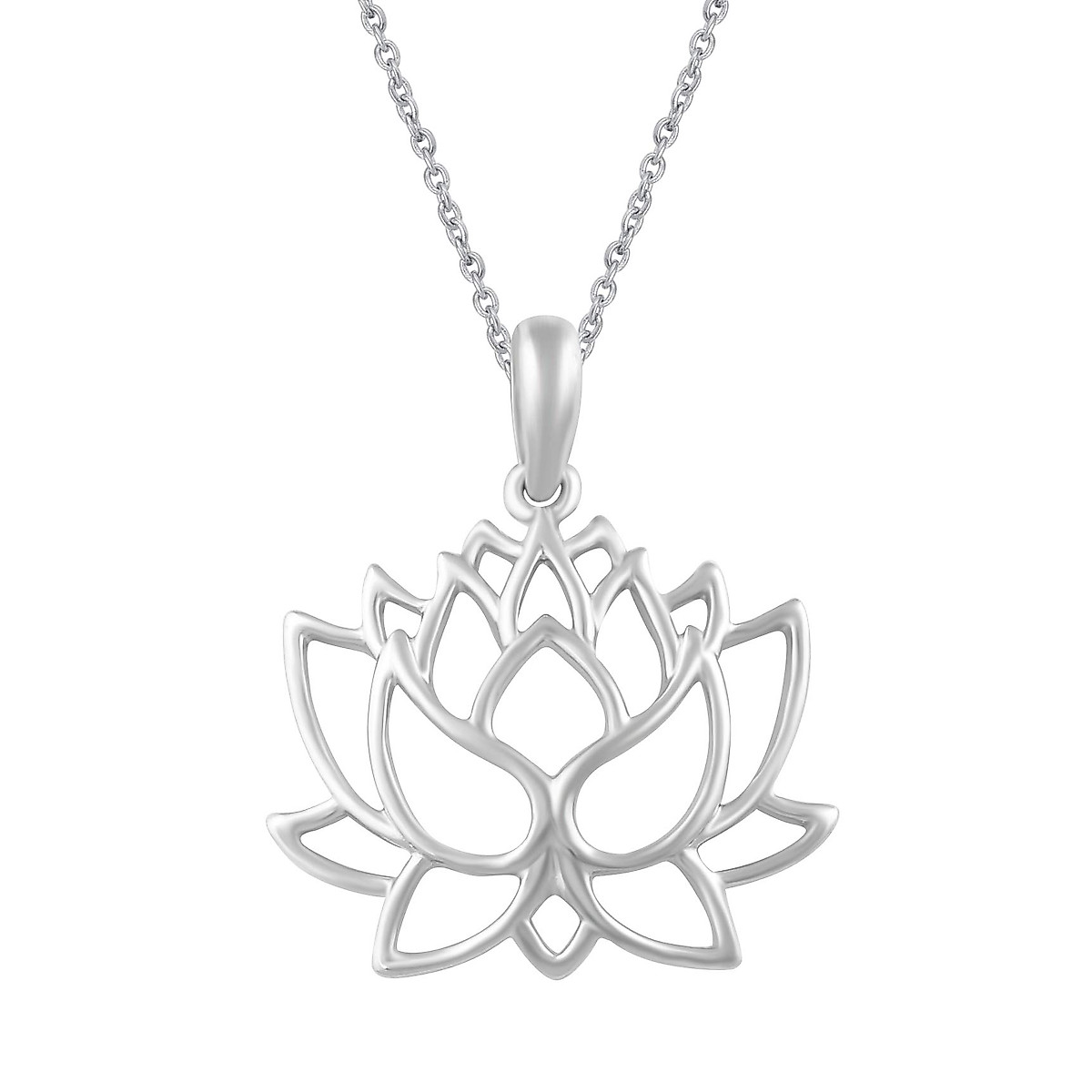 Prime and Pure Charm Pendant Necklace Set in 925 Sterling Silver for Womens | Open Lotus | Celtic Cross | Angel Wing | Tiny Lotus | Tiny Love Heart (Open Lotus)