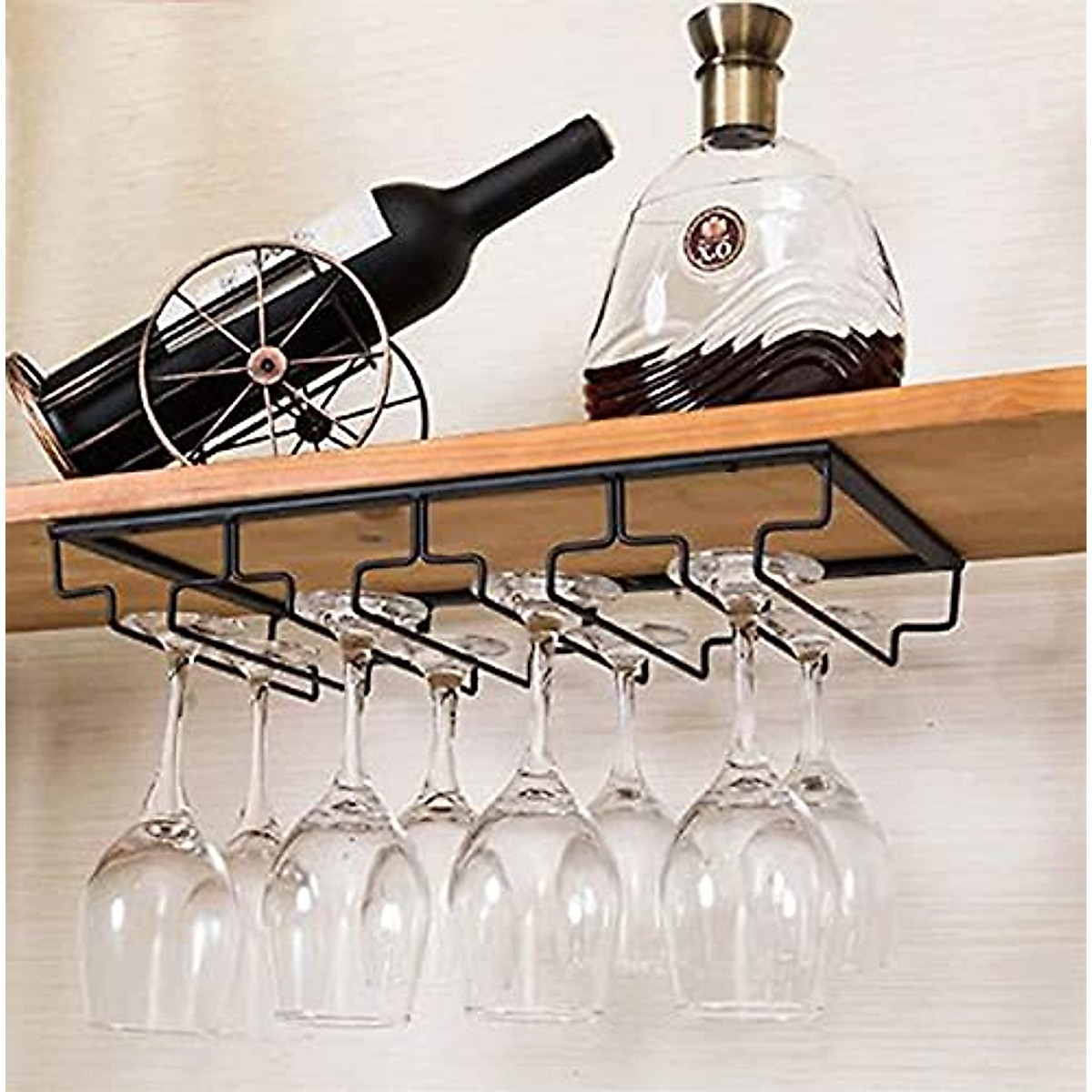 4 Rows Wine Glass Shelf, Upside-down Home Goblet Iron Art Shelf, Wine Glass Hanging Storage Rack