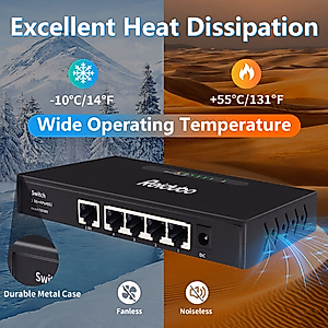 Reidubo 5/8/6/10/18 Port gigabit Switch… (5 Port Gigabit Switch)