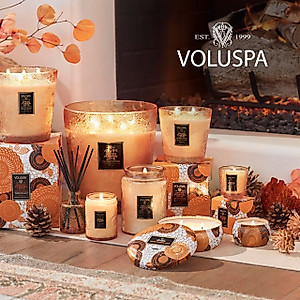 Voluspa Spiced Pumpkin Latte, 2 Wick Boxed Hearth Candle, 16.5 Ounce, 60 Hour Burn Time, All Natural Wicks and Coconut Wax for Clean Burning, Vegan, Poured in The USA