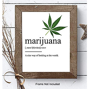 Marijuana Definition Wall Decor Picture Print - Funny 8x10 Room Decoration for Home, Apartment, Dorm, Bedroom - Gift for Pot, Weed, Ganja, Cannabis, CBD Fans, Potheads - Contemporary Art Poster