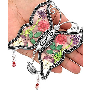 KY&BOSAM Suncatcher Butterfly, I Love You Nana Mother`s Day Nana Gifts, Stained Glass Sun Catcher Hanging Wind Chime Ornament for Window Gift Nana Mother`s Day, Valentine’s,Birthday