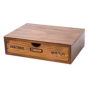 QNN Storage Drawer Units,Wooden File Cabinet Retro Drawer Type Office Home Desktop Multifunction 1/2/3/4/5 Layer Storage Box Document Sorting Box Storage Locker Data Cabinet,24.7 * 17.5 * 30.5Cm