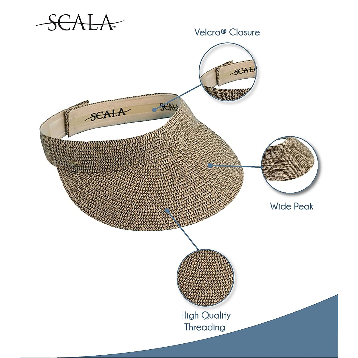 Scala Women's Paper Braid Visor, Toast, One Size