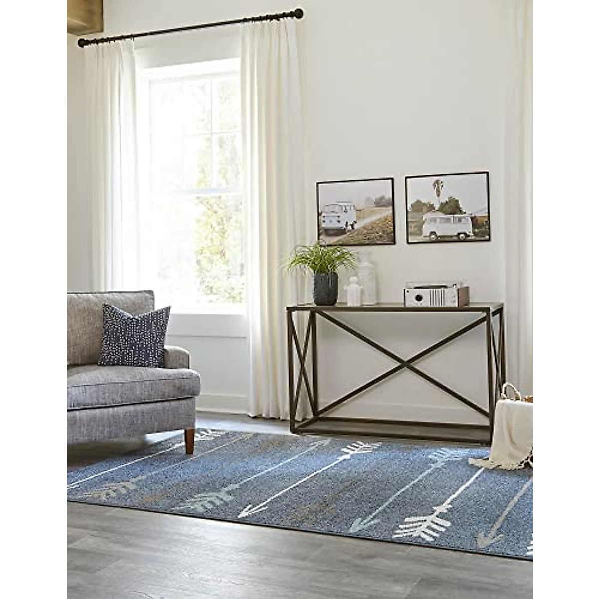Unique Loom Autumn Collection Area Rug - Arrow (2' x 3' 1" Rectangle, Navy Blue/ Gray)