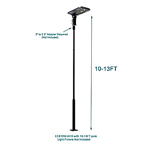 eLEDing 2.28in. 3 in. 3.5 in. Up to10 FT. 13 FT. 16 FT. Black Outdoor Universal Metal Street Light Pole Post w/Base MOUNTING Steel Anchors (13FT)