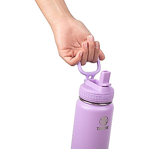 Takeya Actives Water Bottle with Straw Lid - Durable & Easy-Care Water Bottle with Stainless Steel Insulation - BPA-Free Lid with Carry Handle & Straw - Dishwasher-Safe - 24 oz, Lilac