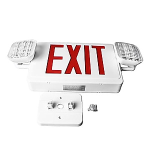 Led Exit Signs With Emergency Lights, Emergency Exit Sign AC85 to 265V With 2 Emergency Light for Schools, Churches, Hospitals