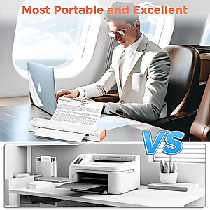 ItriAce M08F Portable Printer, Upgrade Bluetooth Portable Printers Wireless for Travel, No Ink Mobile Compact Printer for Home, Office, School, Support 8.5'' x 11'' Thermal Paper with 1 Case