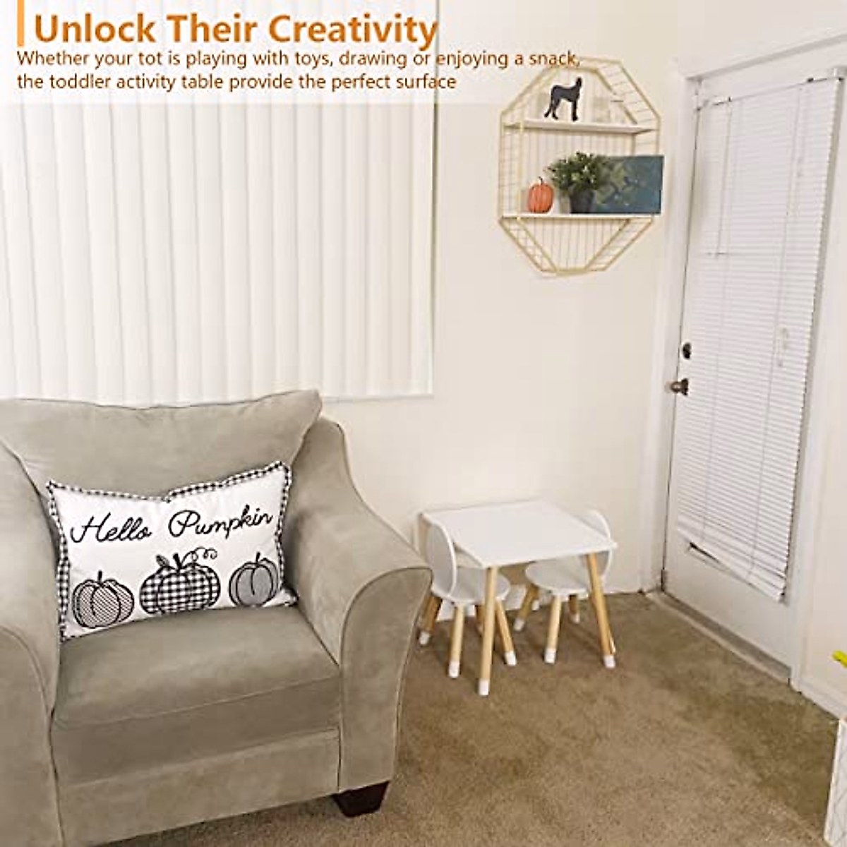 UTEX Kids Table with 2 Chairs Set for Toddlers, Boys, Girls, 3 Piece Kiddy Table and Chairs Set, White