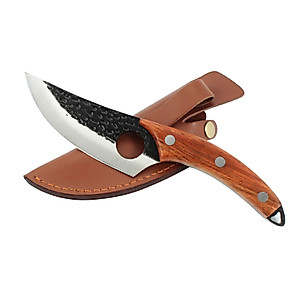 Yeegfeyaa Butcher Knives, Kitchen Knife, Hand Forged Fishing Filet & Bait Knives Survival Knife Multipurpose Boning Knife BBQ Meat Cleaver, for Camping, Tactical, Deboning