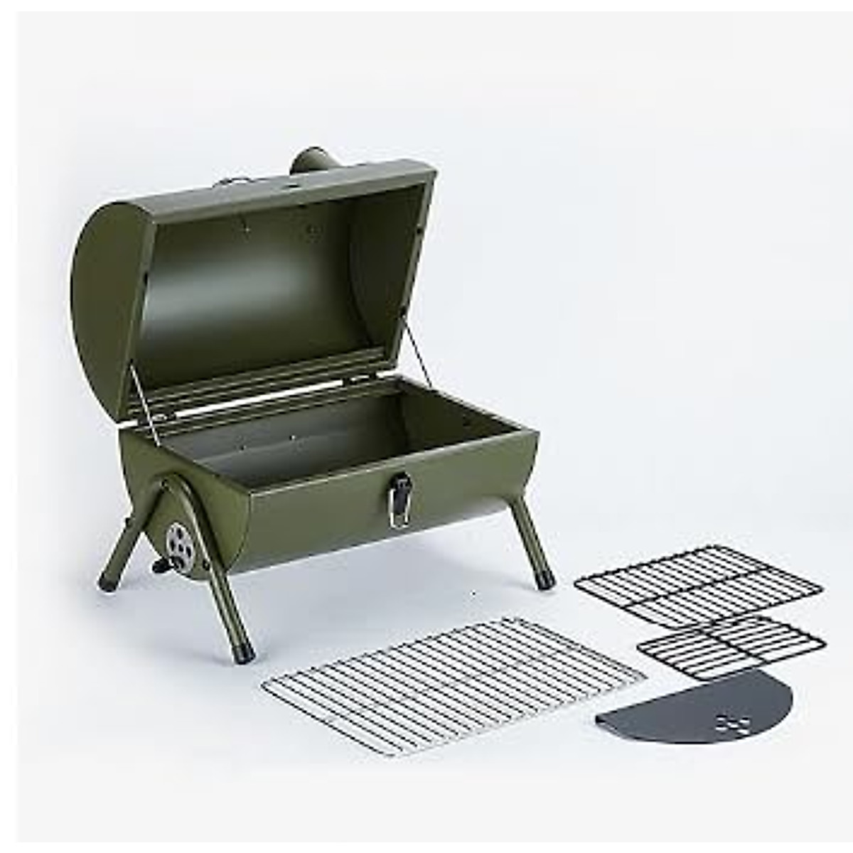 SiMbae Portable Charcoal Grill,Charcoal Grill with Cover Green, Outdoor Camping/17" X 14.5" X 11.4" Inches