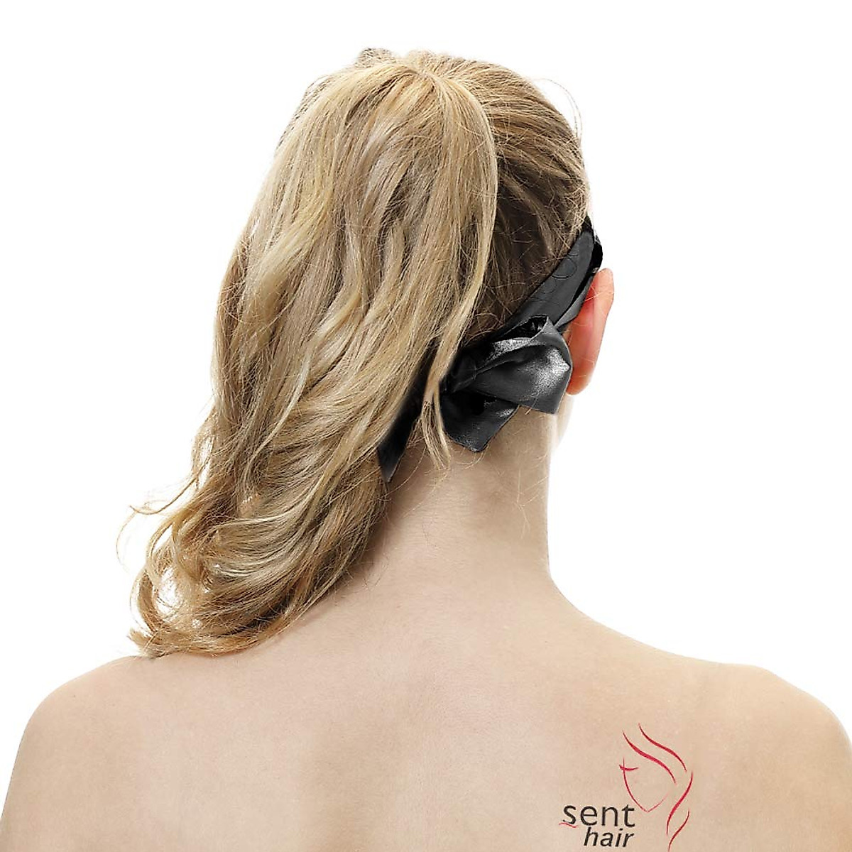 Sent Hair Extra Large Satin Hair Bonnet for Women, Double-Layer Elastic Night Sleeping Cap with Tie Band for Braids/Curly/Long Hair - Black