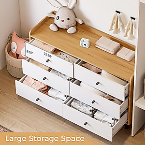 MAISONPEX Dresser for Bedroom with 6 Drawers and Metal Handle,Sturdy Frame Modern Bedroom Furniture, Chest of Drawers, White Dressers with Drawers for Closet Hallway, Living Room, Entryway