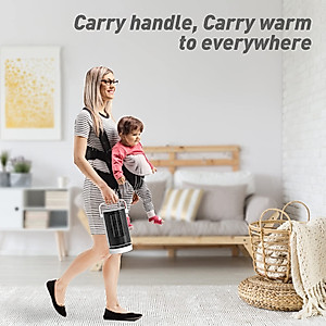 Electric Space Heater, 70° Oscillating with 1500W/750W PTC Fast Heating Portable Heater Fan, Safe and Quiet Small Room Heater with Tip-Over and Overheat Protection for Office Bathroom Desk Indoor Use