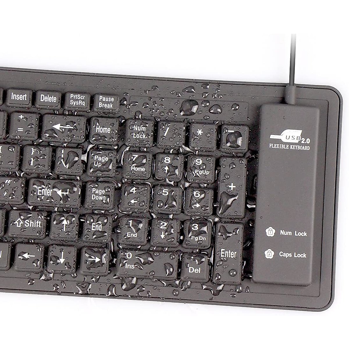 sungwoo Foldable Silicone Keyboard USB Wired Waterproof Rollup Keyboard for PC Notebook Laptop (All Black)