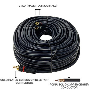 iMBAPrice 75 Feet 2RCA Male to 2RCA Male Python Home Theater Audio Cable for HDTV, Amplifiers, Hi-Fi Systems,Speakers, Subwoofer, Satellite Receivers and More