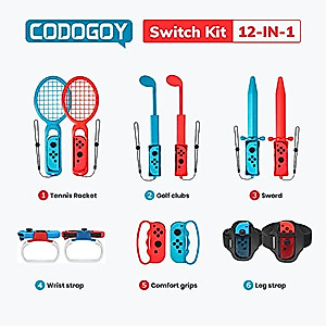 Switch Sports Accessories - CODOGOY 12 in 1 Switch Sports Accessories Bundle for Nintendo Switch Sports, Family Accessories Kit Compatible with Switch/Switch OLED Sports Games