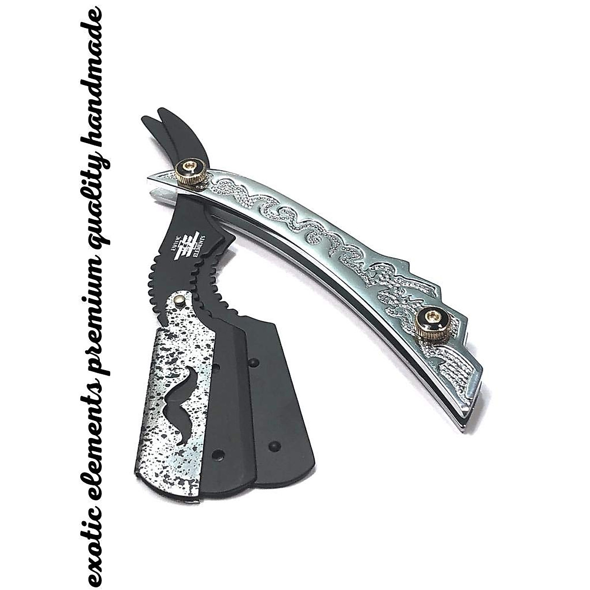 Quality Special Edition Silver Design Unisex Straight Edge Folding Razor Knife