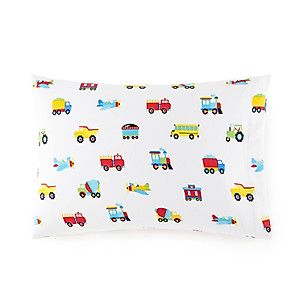 Wildkin Kids 100% Cotton Flannel Full Sheet Set for Boys & Girls, Bedding Set Includes Top Sheet, Fitted Sheet & Pillow Case, Bed Sheets for Cozy Cuddles (Trains, Planes & Trucks)