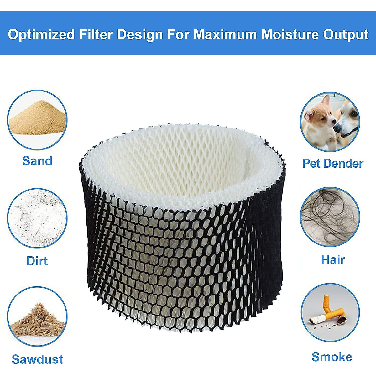 VUIUKOYE 4-Pack HWF62 Humidifier Replacement Filter Fit for Holmes - Letter A, Filters Compatible with Holmes, Sunbeam and Bionaire Cool Mist Humidifiers