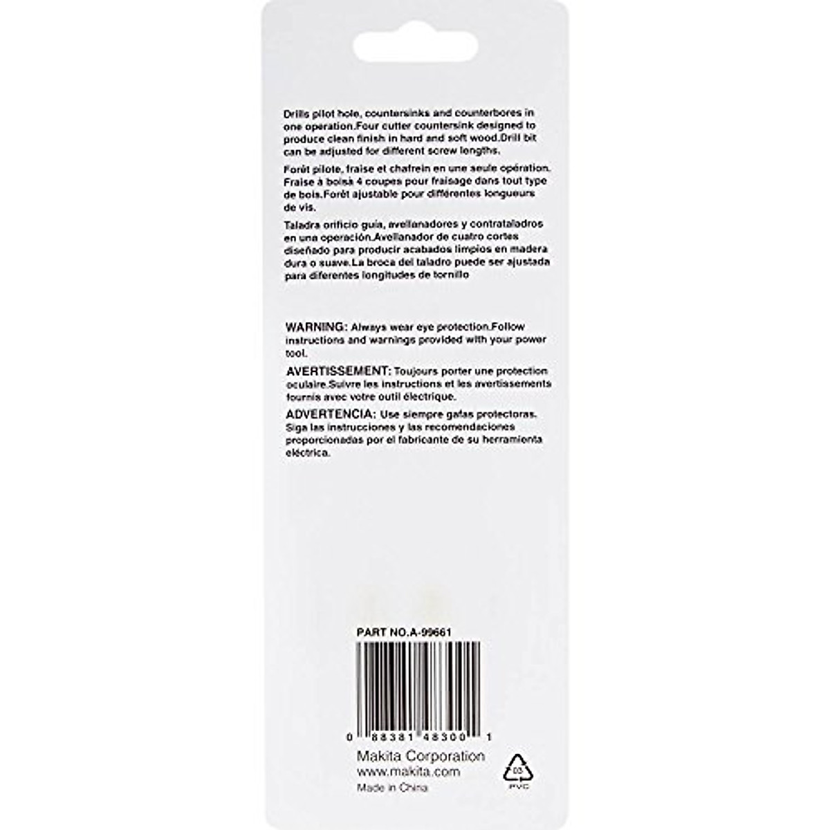 Makita A-99661 3 Pc. Countersink with Drill Bit Set with Hex Wrench