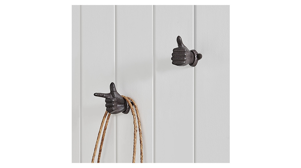 Unique Thumbs Up & Pointing Finger Wall Hooks