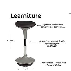 Adjustable Height Active Learning Stool - Padded Office Desk Chair with Rocking, Wobble, Tilting Motion - Black