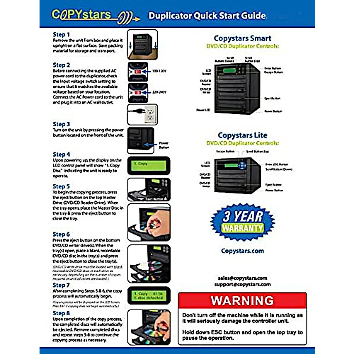 Copystars DVD Duplicator Sata CD-DVD Burner 24X 1 to 1 DVD Copier Duplicator Tower