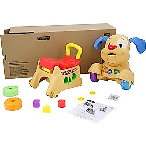 Fisher-Price Laugh & Learn Stride-to-Ride Puppy [Amazon Exclusive] & Laugh & Learn Baby Walker and Musical Learning Toy with Smart Stages Educational Content, Learn with Puppy​