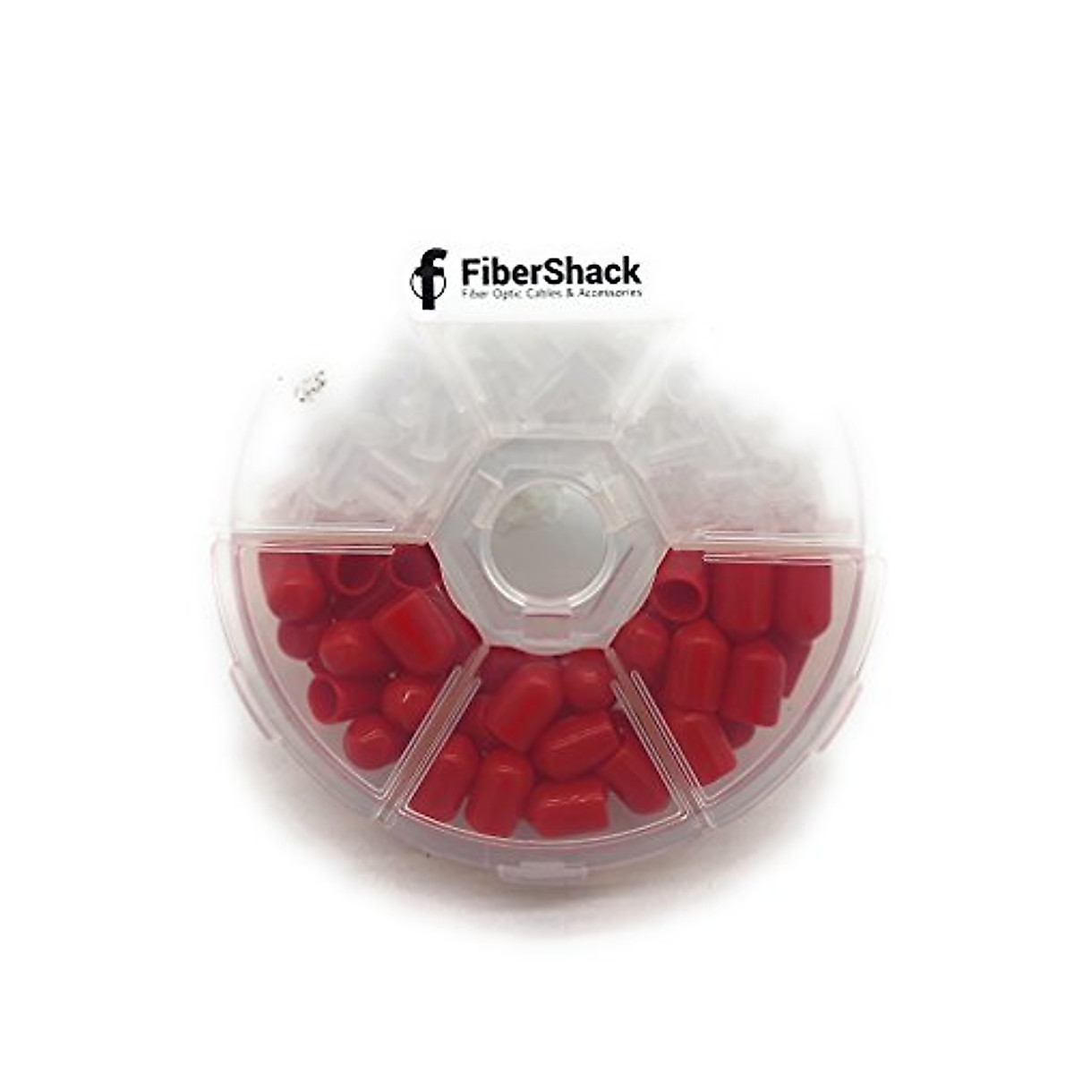 FiberShack - Dust Cap Kit for Fiber Optic Cables, End Faces and Devices. Contains 200 2.5mm Clear FC/SC/ST Ferrules and 50 Red ST Debris Covers - Includes Durable Compartment Carry case