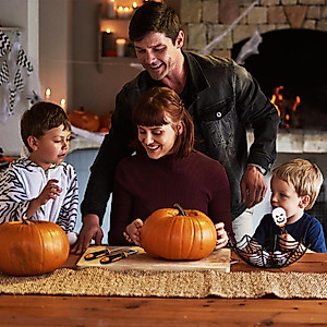 Bymugo 7 Pcs Halloween Pumpkin Carving Kit, Professional Heavy Duty Stainless Steel Tools, Carving Knives and Scoops, Ergonomic Handle Pumpkin Carving Set, Halloween Party Decoration Supplies