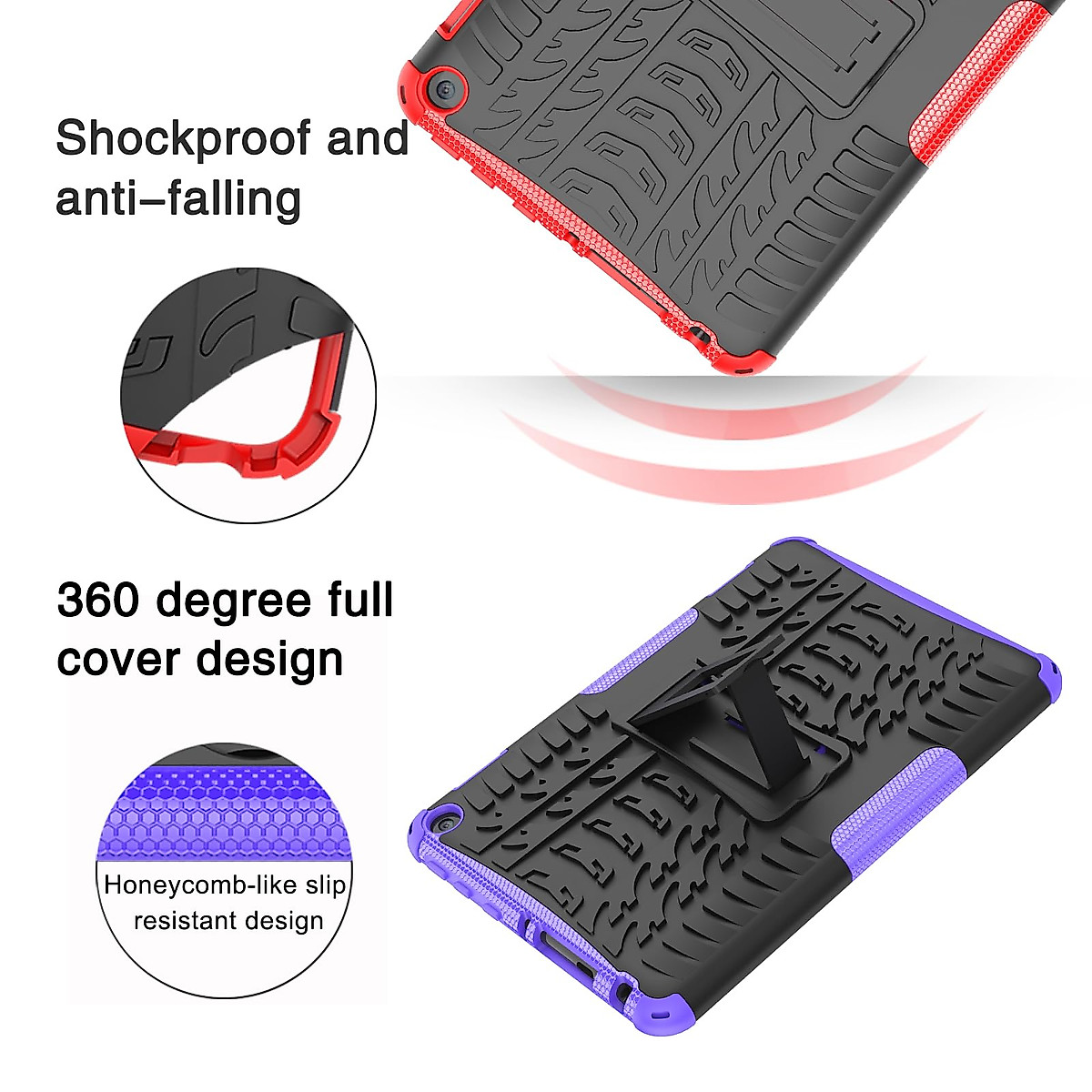 Boskin for Kindle Fire hd 8 / hd 8 Plus case 2024 2022 2020 Release 14th 12th 10th Generation Kickstand Heavy Duty Shockproof Cover (Blue)