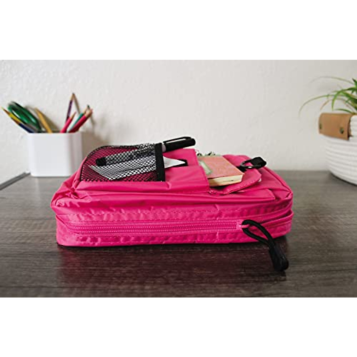 Adventure Bible Cover for Girls, Zippered, with Handle, Nylon, Pink, Medium