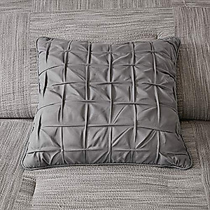 Madison Park Walter Comforter-Luxe Seersucker Print Design All Season Down Alternative Bedding, Matching Shams, Bedskirt, Decorative Pillows, Queen (90 in x 90 in), Grey
