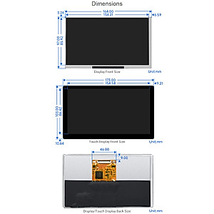 waveshare 7inch IPS Integrated Display Compatible with Raspberry Pi 4B/3B+/3B/2B/B+/A+/Zero/Zero W/WH/Zero 2W Supports Jetson Nano and Windows PC 1024 × 600 Resolution No Touch with Accessories
