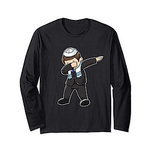 Bar Mitzvah Dabbing Jewish Boy Funny Hanukkah Gift Long Sleeve T-Shirt