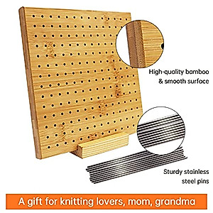 Iswabard Crochet Blocking Board Handcrafted Knitting Blocking Mat for Knitting Crochet and Granny Squares, Full Kit with 15 Stainless Steel Rod Pins, Gifts for Mothers, Grandmothers, 7.7 x 7.7 inches