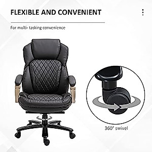 Vinsetto Big and Tall Executive Office Chair with Wide Seat, Computer Desk Chair with High Back Diamond Stitching, Adjustable Height & Swivel Wheels, Brown